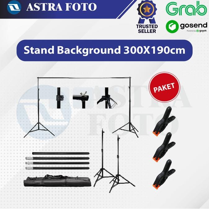 Jual Tiang Backdrop Bracket Stand Background 3M X 1.9M Free Penjepit ...