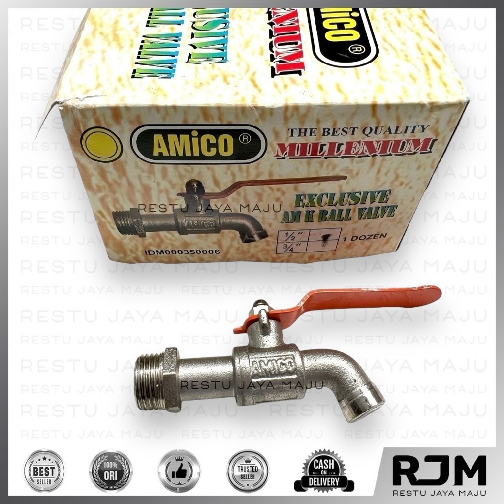 Jual [12 pcs] AMICO Kran tembok kuningan 1/2 3/4 inch keran air taman ...