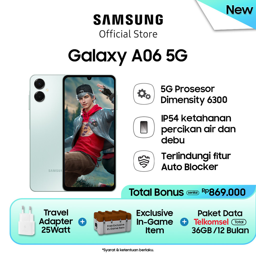 Jual Samsung Galaxy A06 5G 6/128GB - Light Green | Shopee Indonesia