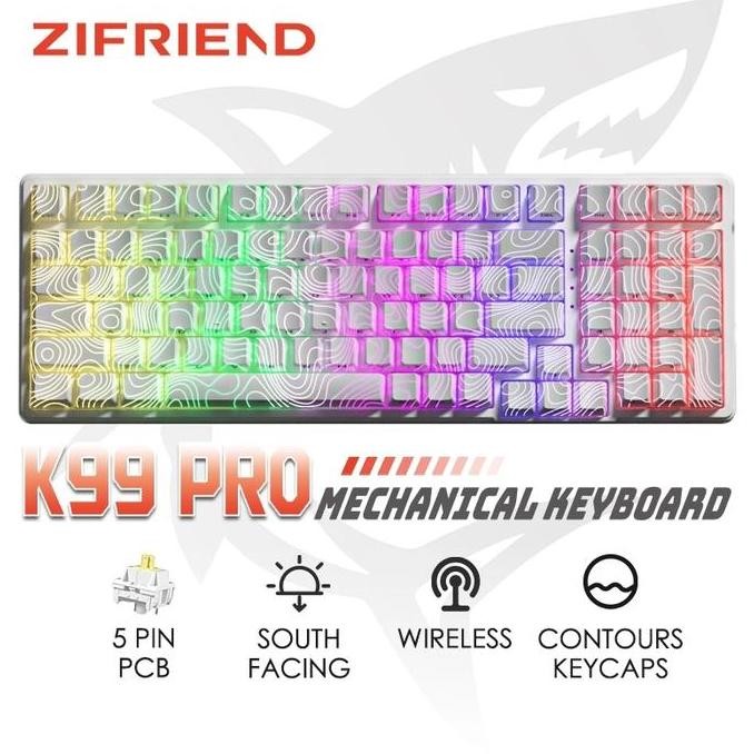 Jual ZIFRIEND CONTOUR KEYCAP KEYBOARD WIRELESS MECHANICAL GAMING ...
