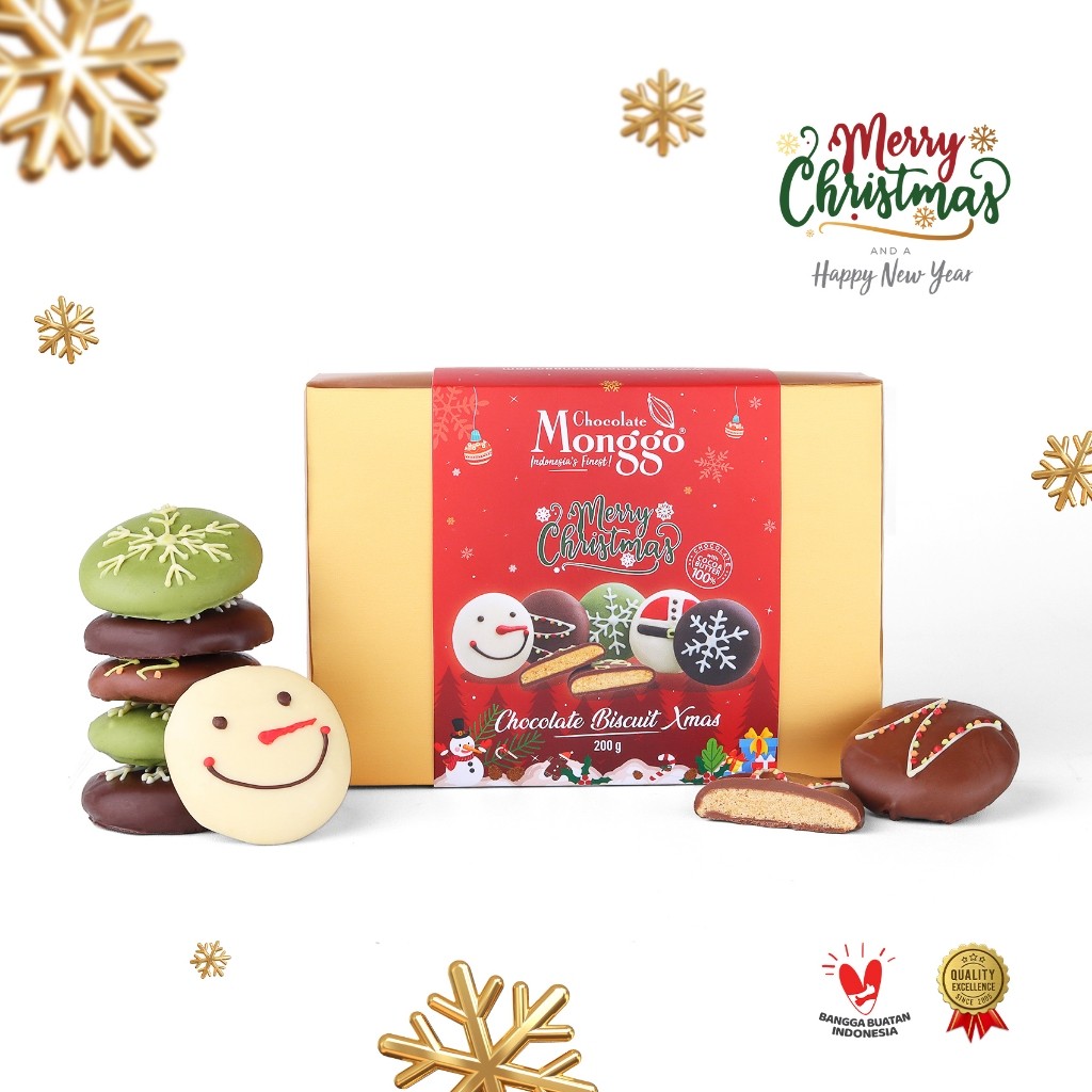 Jual Chocolate Monggo| Christmas Biscuit Coklat 12 pcs 200g | Cokelat ...