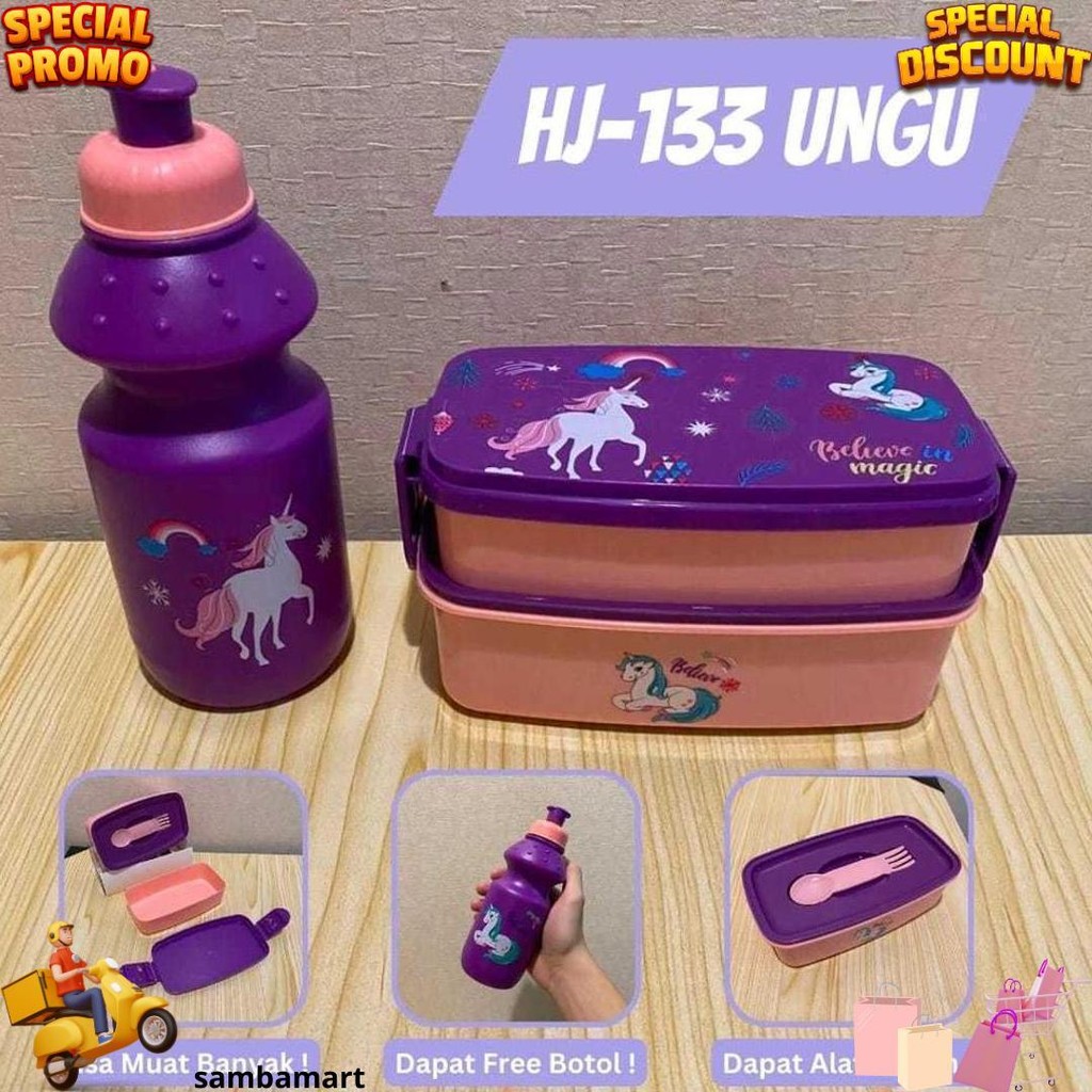 Jual Set Tempat Makan + Botol Minum / Set Tempat Makan Anak Kuromi Set 3124-2 D Gratis Ongkir ...