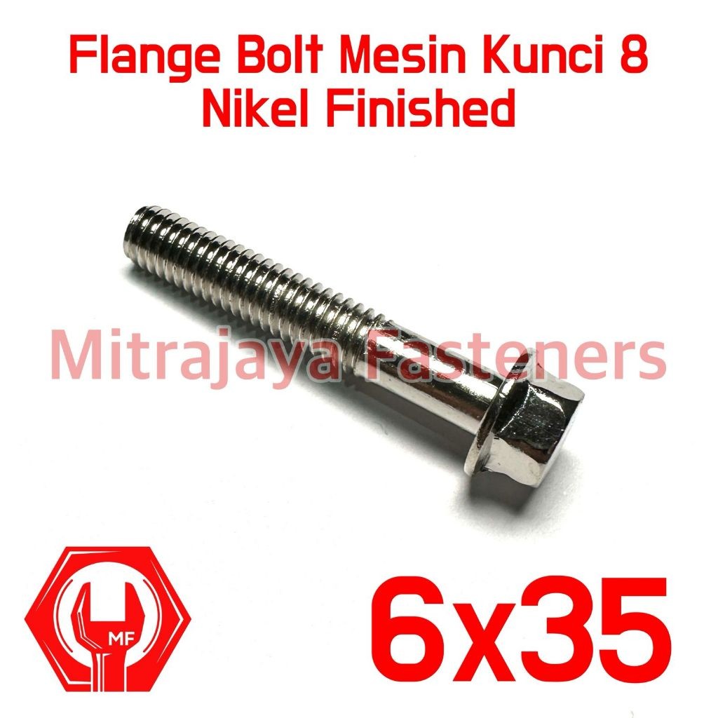 Jual Baut Blok Mesin Flange Bolt 6x35 Kunci 8 NIKEL FINISHED | Shopee ...