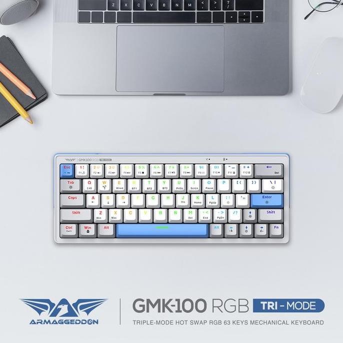 Jual Armaggeddon Gmk100 Gmk-100 Wireless Mechanical Gaming Keyboard Rgb ...