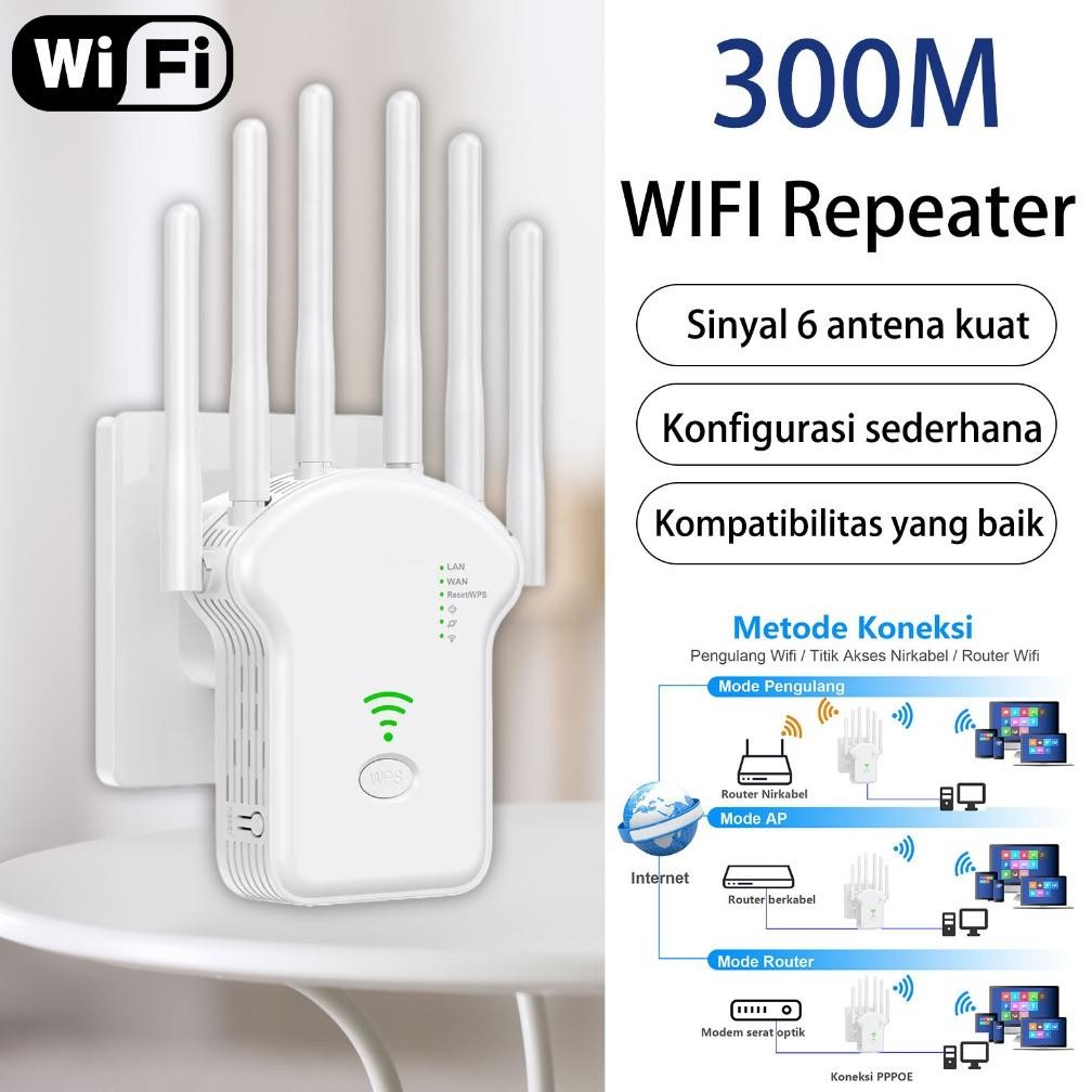 Jual 300M Pemancar Nirkabel Sinyal Jaringan 6 Antena Penguat Dual ...