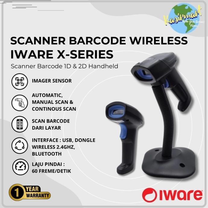 Jual Scanner Barcode Iware X203 Usb Bt Wireless Xseries X203 1D 2D ...