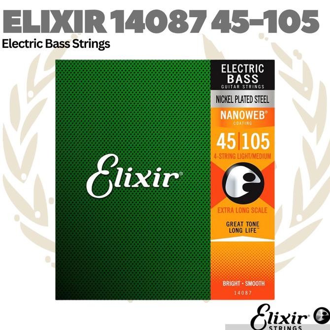 Jual Elixir 14087 Nanoweb Extra Long Scale Electric Bass Strings 045 ...