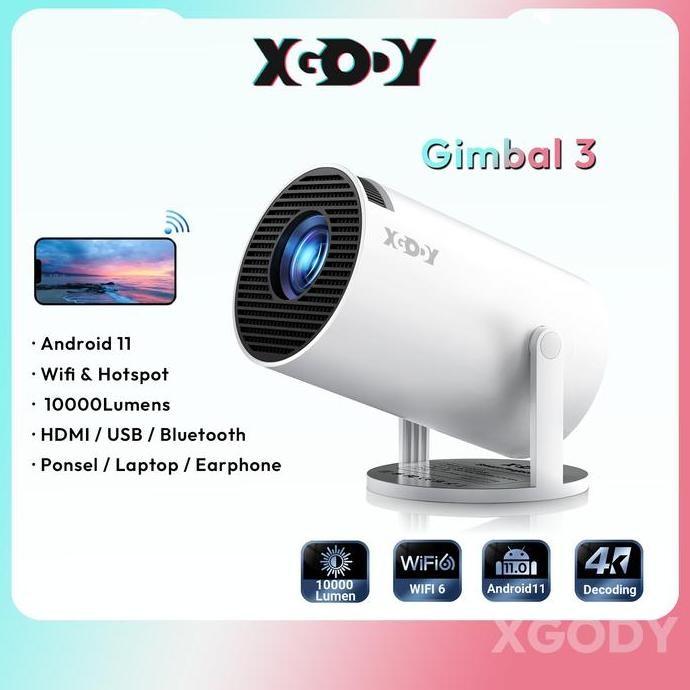 Jual Xgody Gimbal 3 Smart Proyektor Android 11.0 Ph Lcd Portable Untuk Mengajar 180 Degree ...