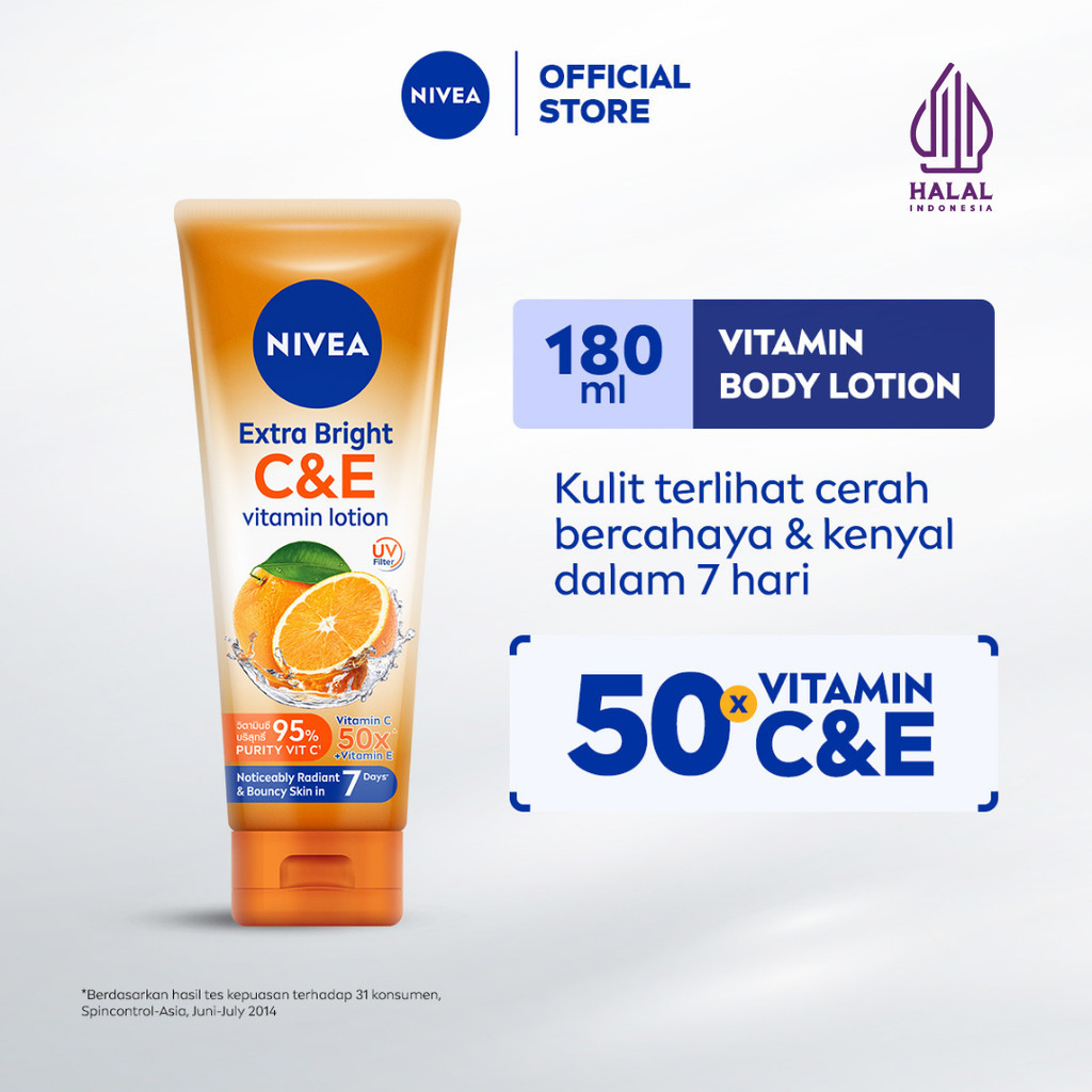 Jual NIVEA Body Lotion Extra Bright C&E Vitamin Lotion UV Filter 180ml - Hand body serum lotion ...