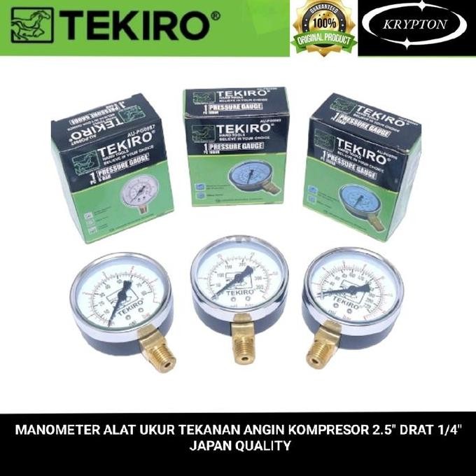 Jual Tekiro Manometer Alat Ukur Tekanan Angin Kompresor 2.5" Drat 1/4 ...