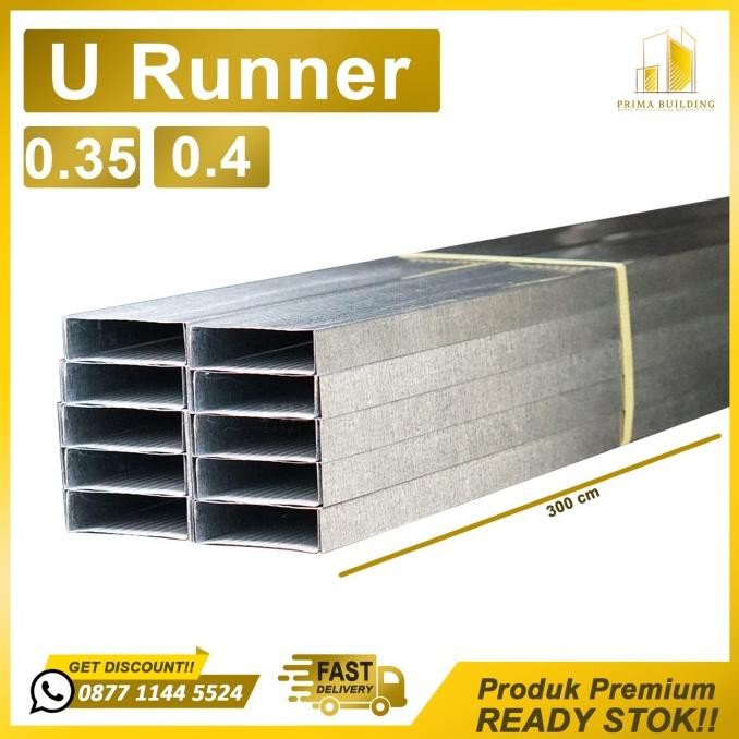 Jual U RUNNER 76 0.35 / Penutup Metal Stud / Rangka Partisi 0,35 ranner ...