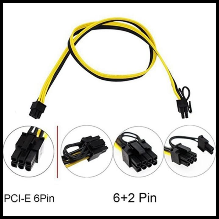 Jual Kabel Vga Pcie 6 Pin Male To 8 Pin 6+2 Male Panjang 50Cm Mining ...