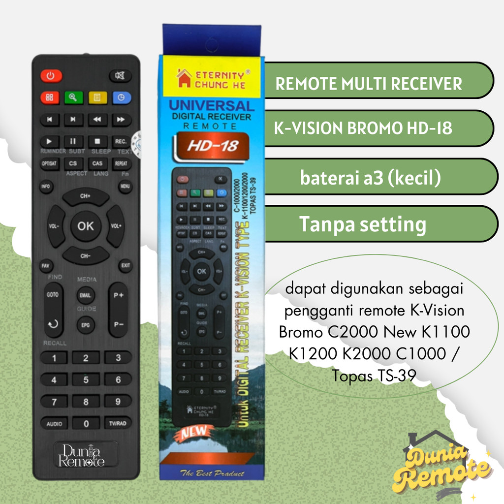 Jual Remote Digital Receiver Parabola Multi hd-18 Bromo C2000 New K1100 K1200 K2000 C1000 ...