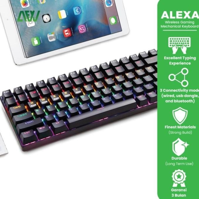 Jual ALEXA Keyboard Gaming Mechanical Wireless Key Backlight RF84 ...