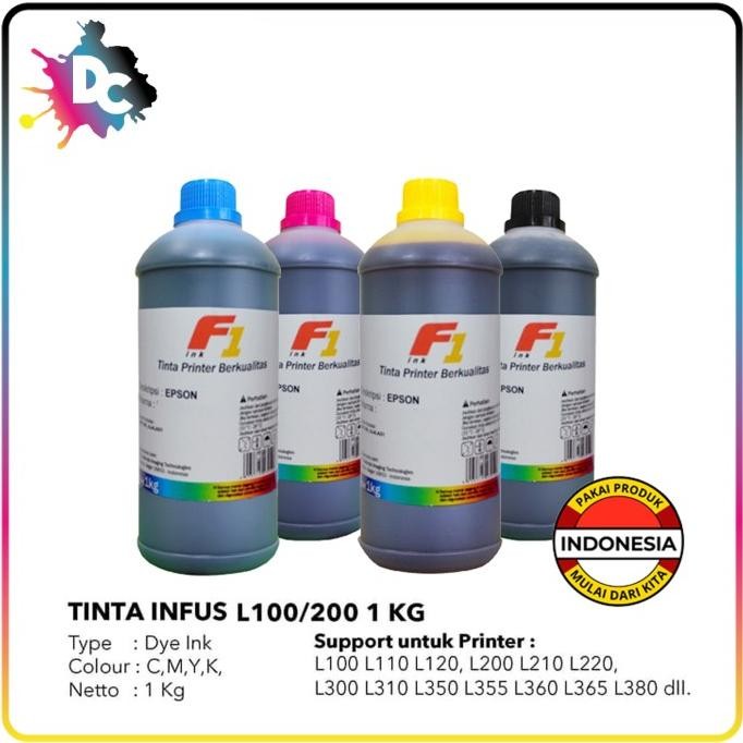 Jual Tinta Printer F1 Ink for Printer Epson L-Serie L110,L120,L800 Cyan ...