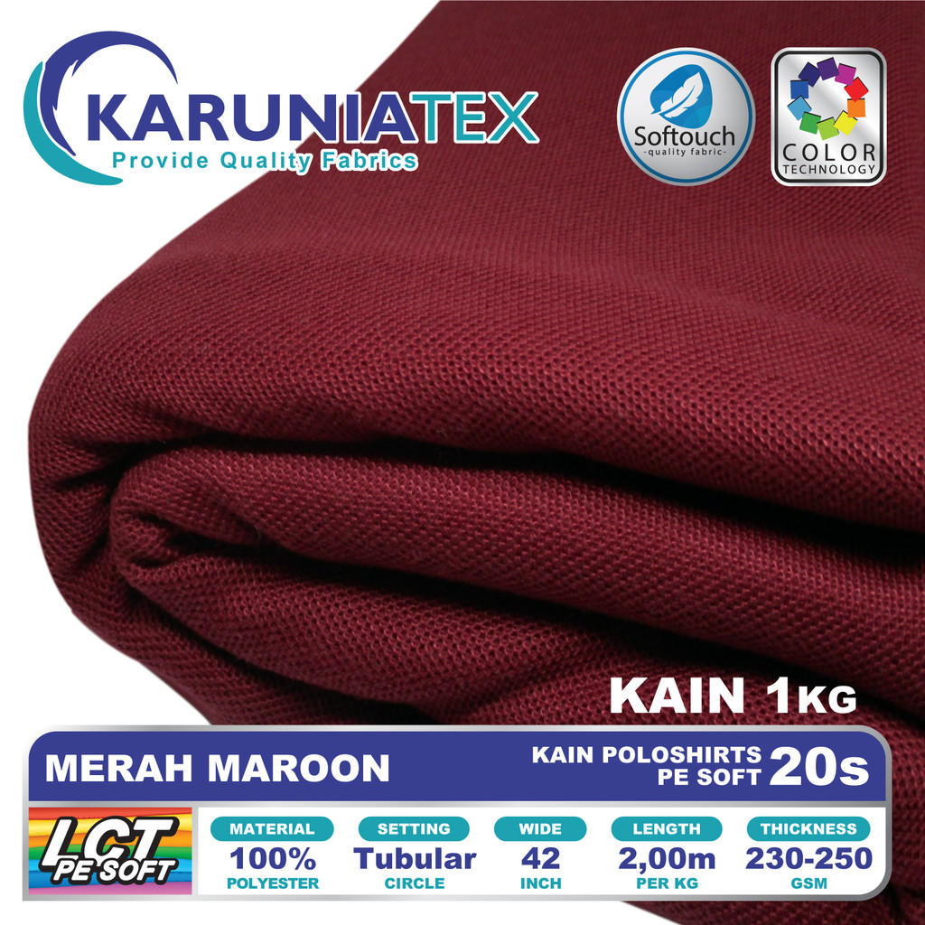 Jual Kain Kaos Poloshirts PE Soft 20s Kiloan | Merah Maroon | Karunia ...