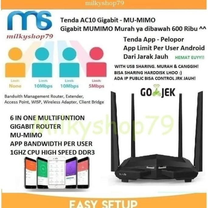 Jual Tenda AC10U - AC1200 MU-MIMO Smart Dual-Band Gigabit MUMIMO TENDA AC10 | Shopee Indonesia