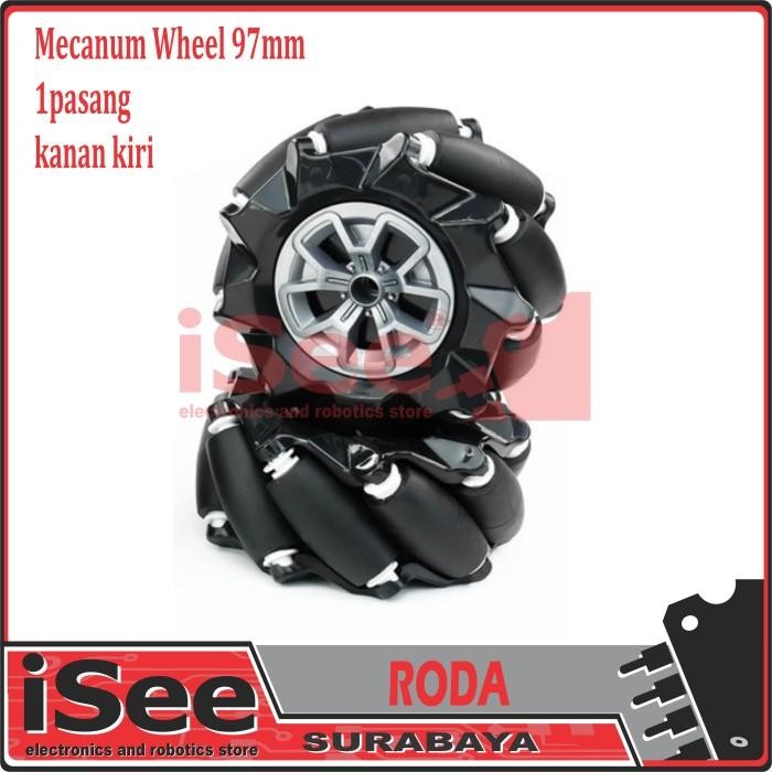 Jual 1set Mecanum Wheel 97mm Omni Wheel for AGV Smart Robot 97mm black ...