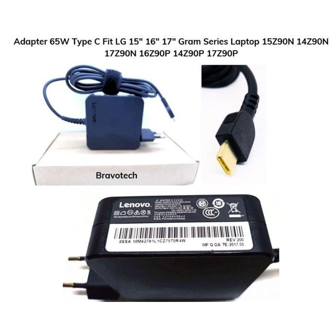 Jual Adapter 65W Type C Fit Lg Gram 14 15 16 17 Laptop 15Z90N 17Z90 ...