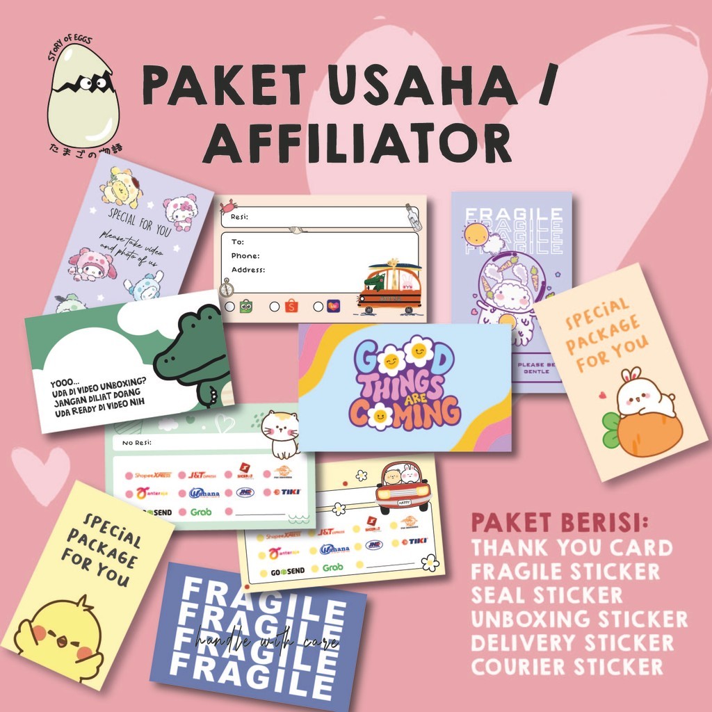Jual Sticker Thank You / Paket usaha online / Label / Fragile / Paket ...