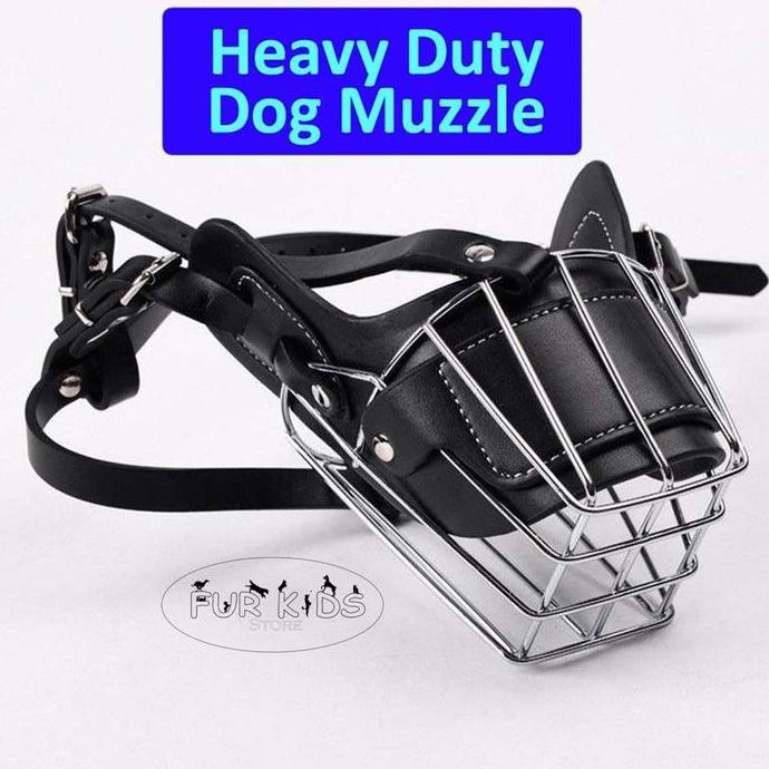 Jual Heavy Duty Dog Metal Stainless Steel + Leather Muzzle / Brongsong ...
