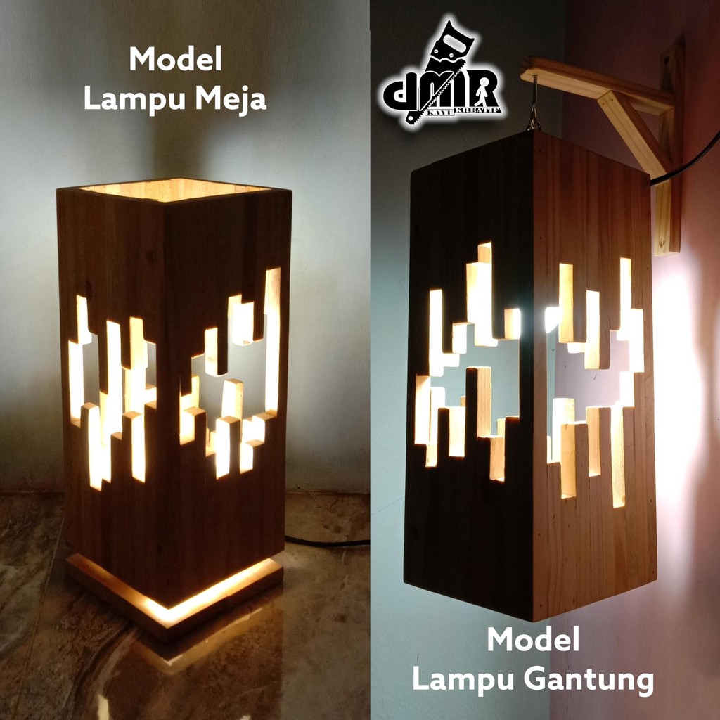 Jual Lampu Tidur Meja Nakas Hias Gantung Dinding Teras Cafe Kayu Rustic ...