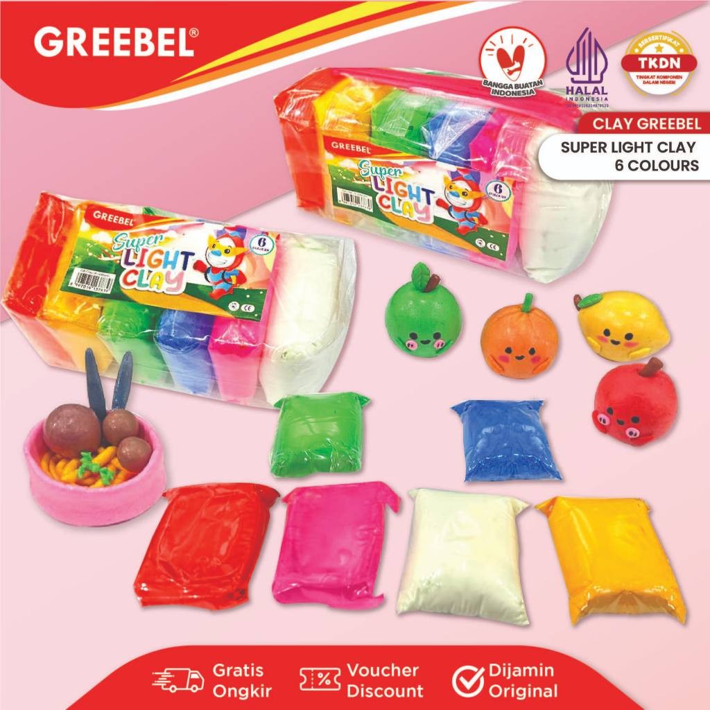 Jual GREEBEL Clay Mainan Anak isi 6 / Mainan Edukasi Lilin Anak / Clay ...