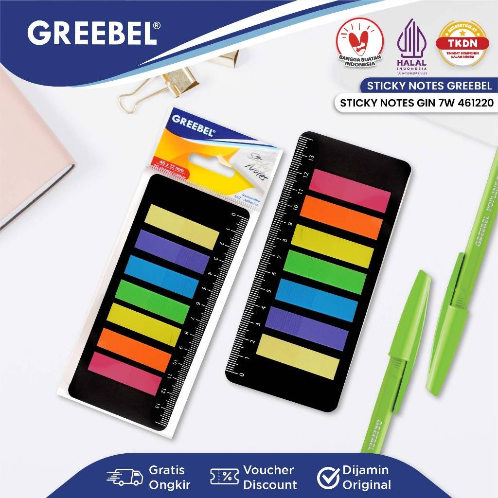 Jual GREEBEL Sticky Note / Catatan Notepad Kertas Catatan 7 Warna 20 ...