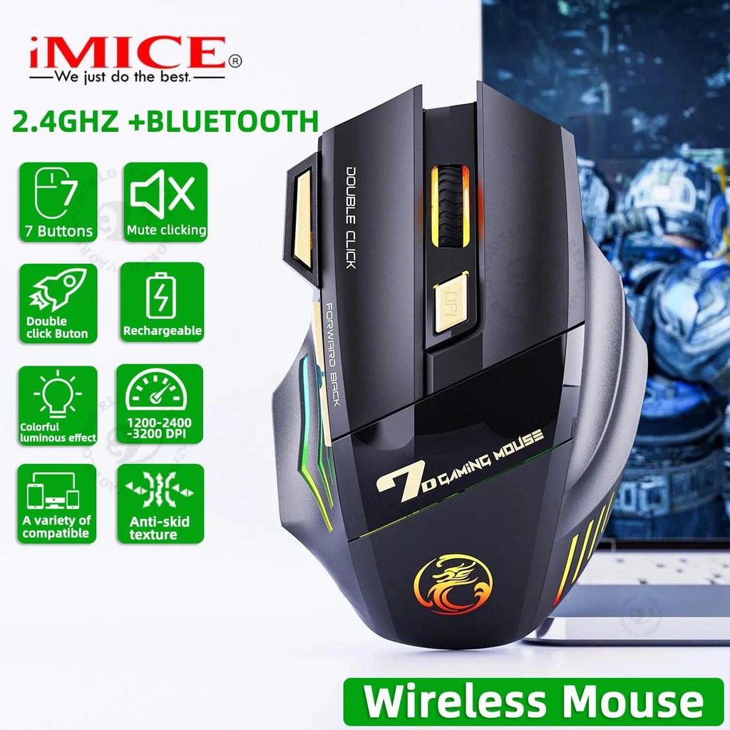 Jual Wireless Gaming Mouse Usb Imice Gw-X7 3200Dpi Dual Mode ...
