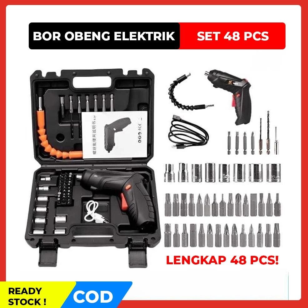 Jual Mesin Obeng Listrik Bor Cordless Tools Screwdriver Set Koper 48 ...