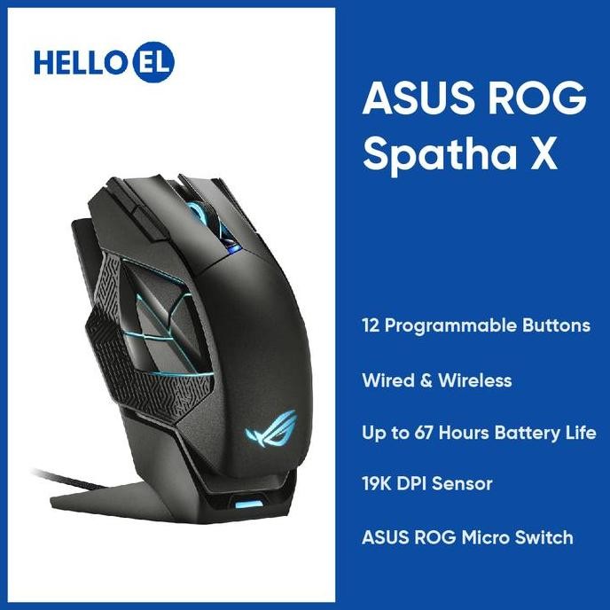 Jual Asus Rog Spatha X 19K Dpi 2.4Ghz Wireless Wired 12 Buttons Gaming ...