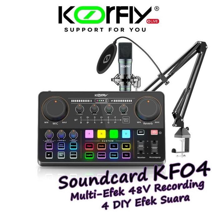 Jual KOORFLY KF04 Soundcard 48V Live Mixer - 4 DIY Efek Suara/12 Efek ...