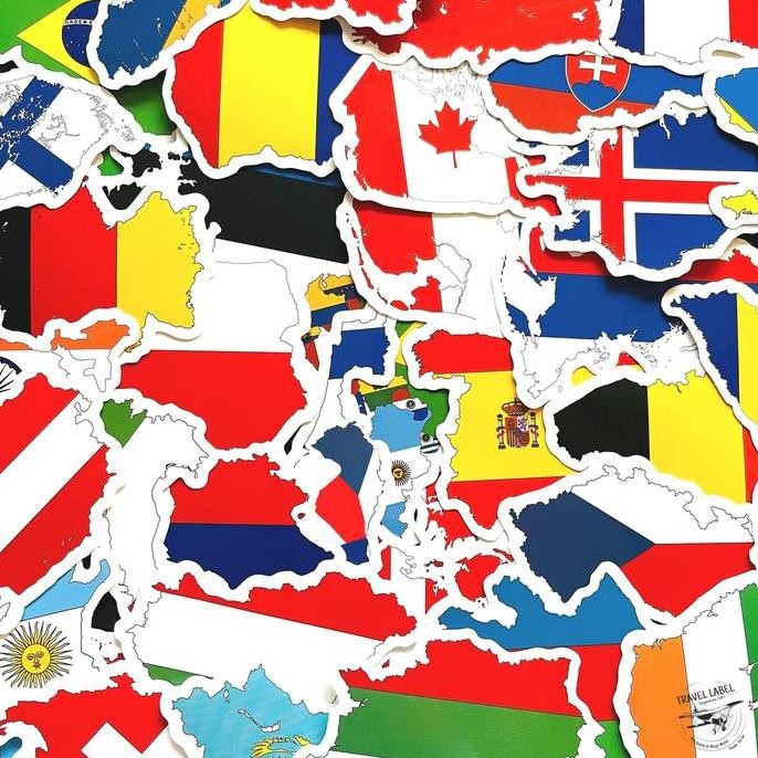 Jual Stiker Koper 1 Set Isi 50 Pcs : Lambang Map Bendera Negara ...