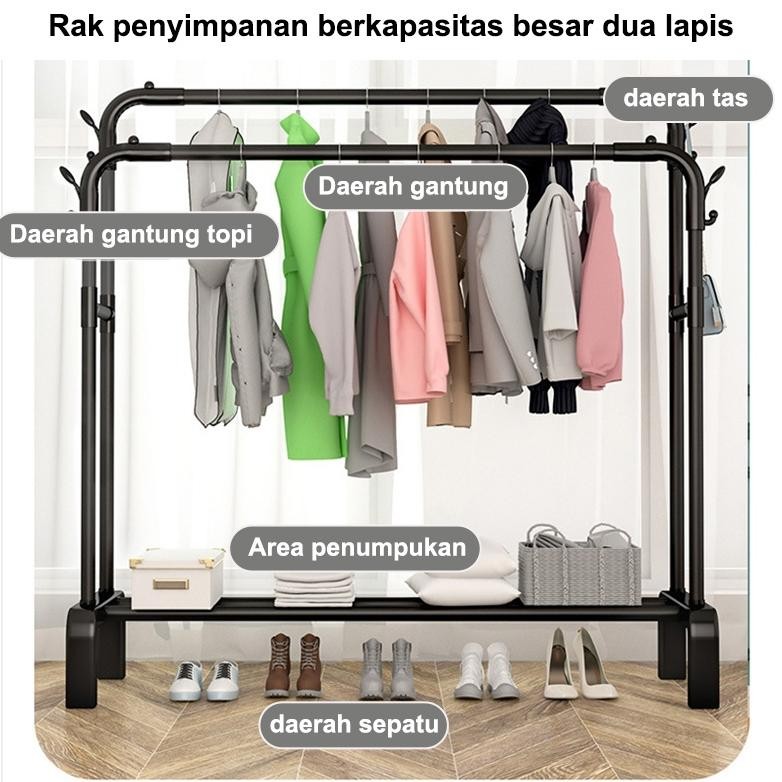 Jual RAK BAJU GANTUNG BESI RAK GANTUNGAN BAJU BERDIRI STAND HANGER ...