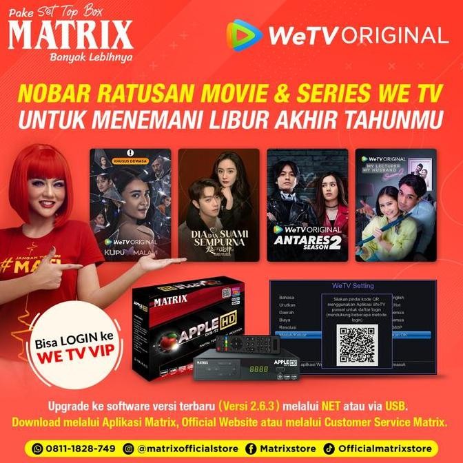 Jual Set Top Box Dvbt2 Matrix Apple Merah New Fitur Dvb2Ip 2 Device ...