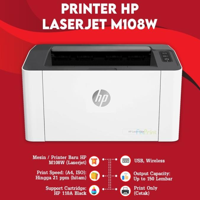 Jual Printer Hp Laserjet Monochrome Single Function 108A 108W Printer ...