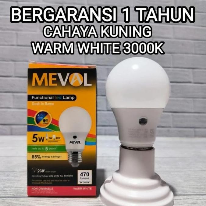 Jual Tersedia MEVAL LAMPU LED 5W SENSOR CAHAYA KUNING WARM WHITE 3000K LIGHT SENSOR | Shopee ...