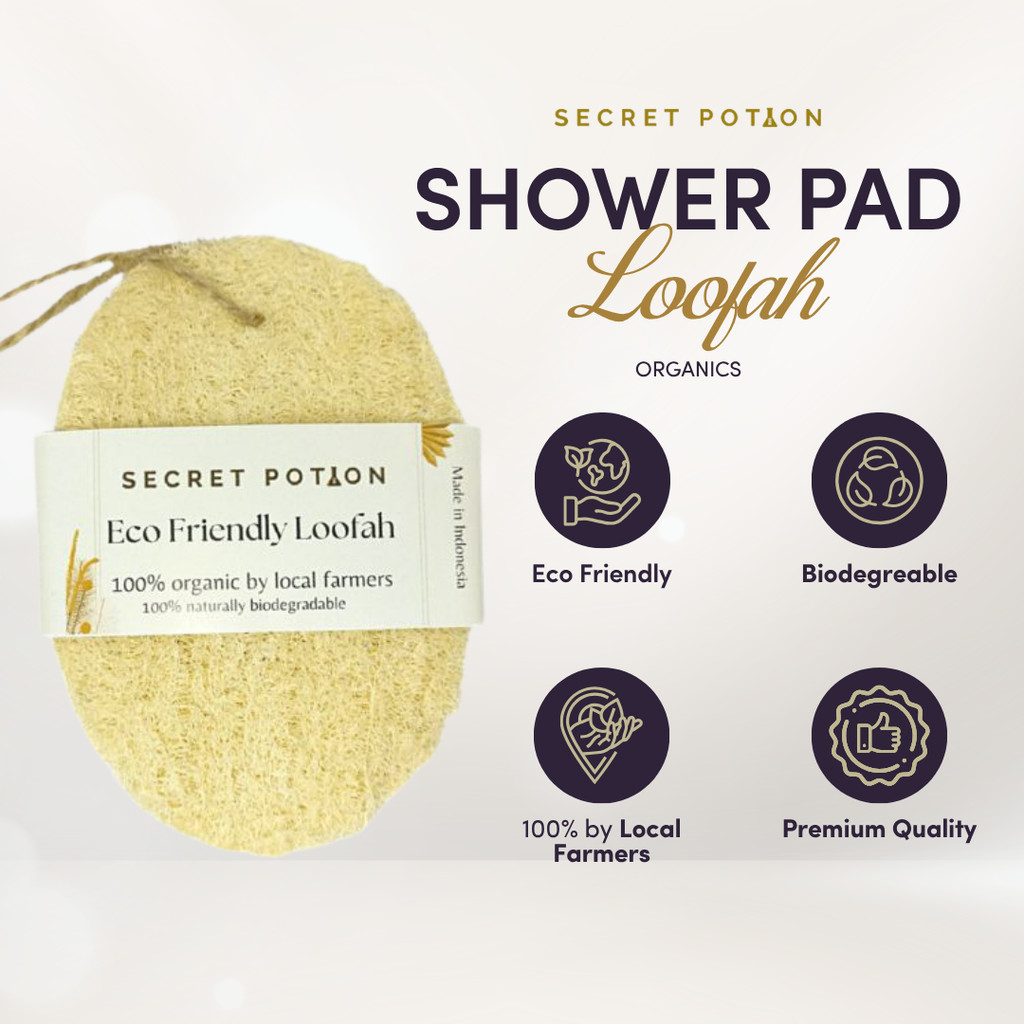 Jual Secret Potion Organic Loofah Shower Pad | Shopee Indonesia