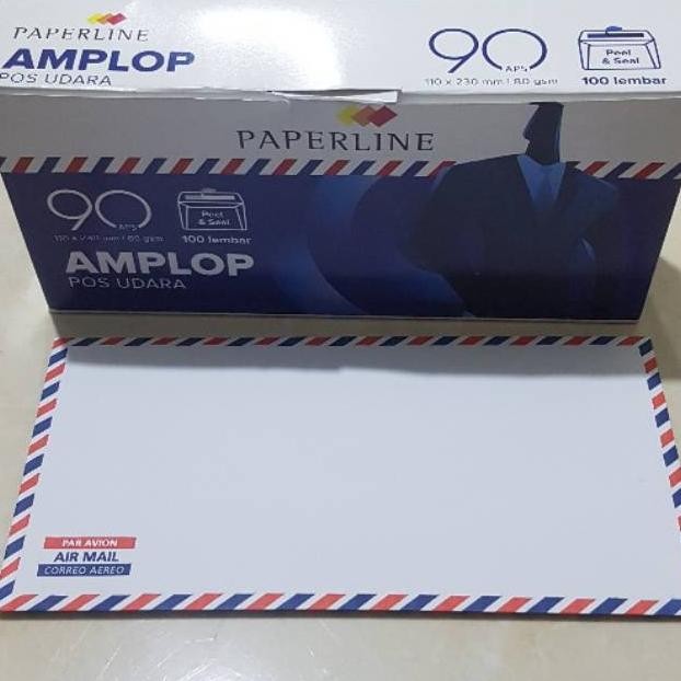 Jual JH8 Amplop Panjang Garis Airmail 90 PAPERLINE/Amplop Putih AM ...