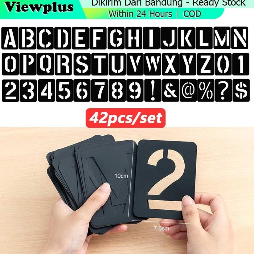Jual 42PCS/Set Cetakan Huruf Angka Stencils Stensil Plastik Pylox Cat ...