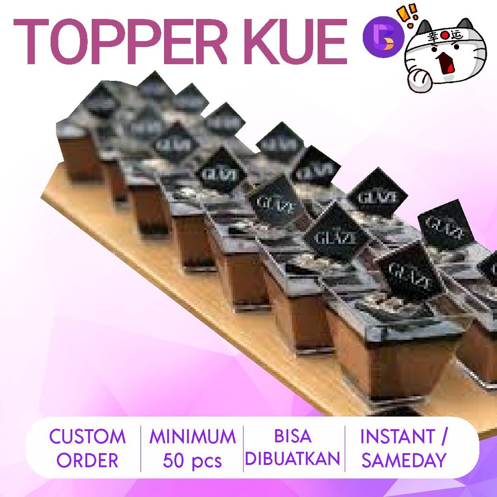 Jual Cetak BENTUK KOTAK Cake Topper KUE / Hiasan Kue / Bakery / Cup ...