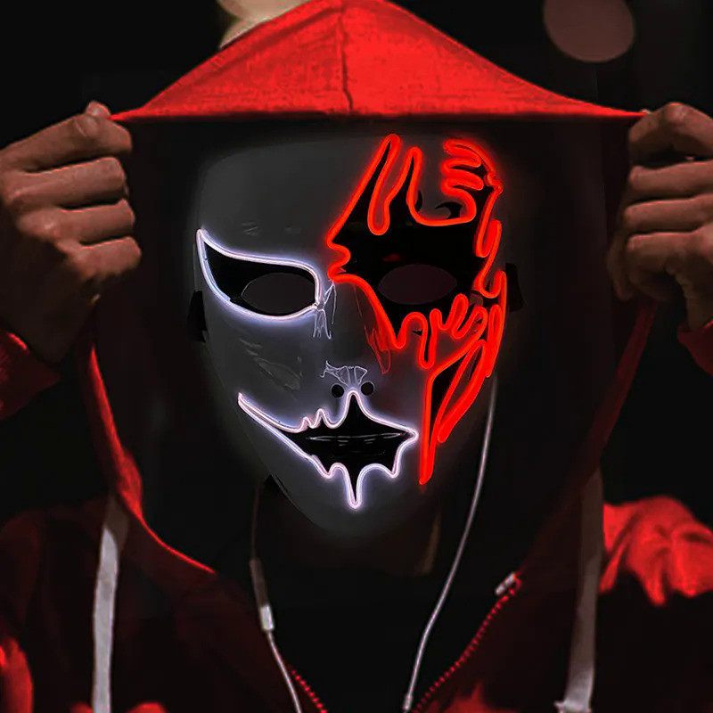 Jual Halloween Glowing Mask Horror Scary Glowing Mask LED Cold Light ...