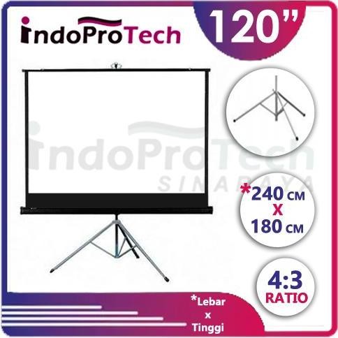 Jual BEBAS ONGKIR - Layar Proyektor Tripod 120 inch Rasio 4:3 ...