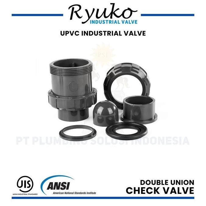 Jual Ryuko Ball Check Valve Pvc 1 Inch 32 Mm / Double Union Check Valve ...