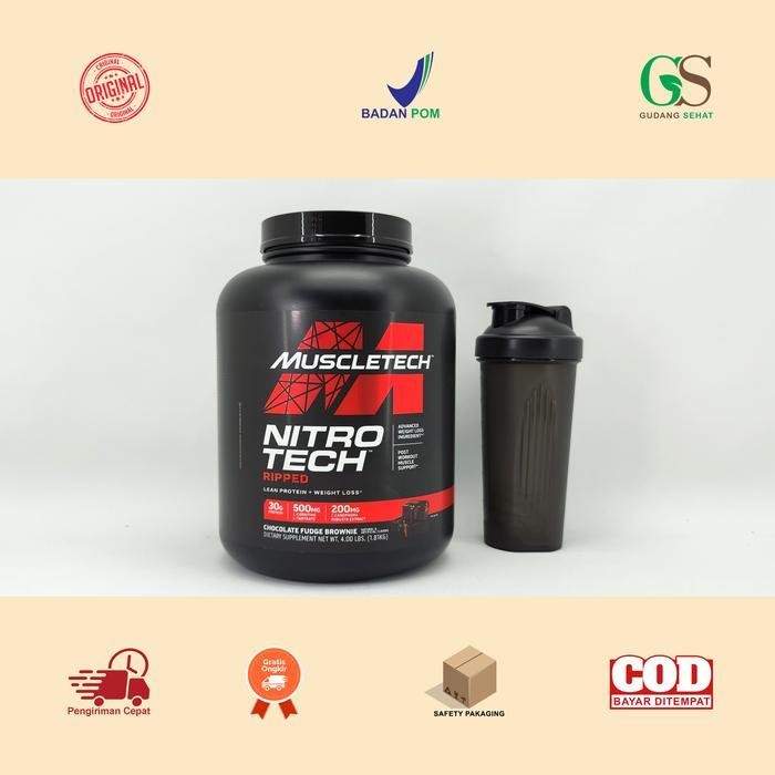 Jual Muscletech Nitro Tech Ripped 4 lbs - 1,81 kg Free Shaker BPOM ...