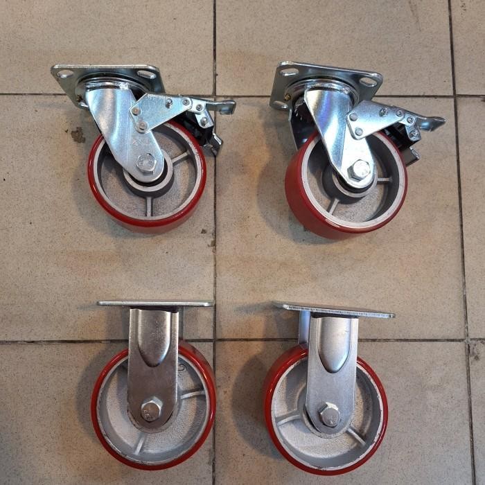Jual Roda Troli Pu Merah Heavy Duty 5 Inch 1Set ( 2Rem 2Mati ) | Shopee ...