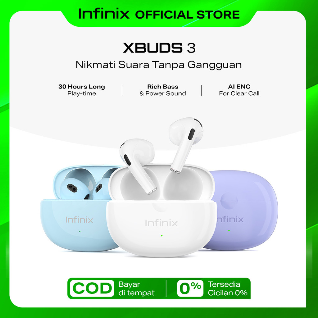 Jual Infinix TWS XE31 - Xbuds 3 - 30 Hours Long Play time - AI ENC ...