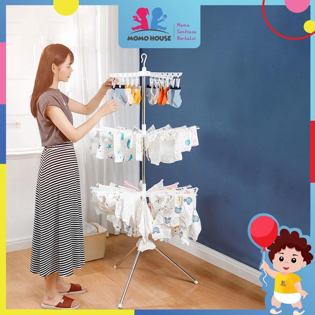 Jual MOMO HOUSE jemuran menara baju bayi drying rack baju stand hanger ...