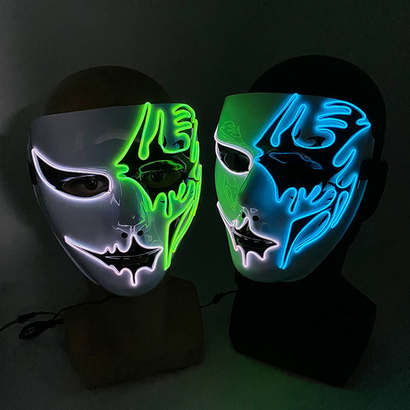 Jual Halloween Glowing Mask Horror Scary Glowing Mask LED Cold Light ...