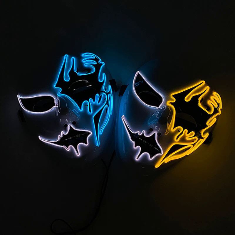 Jual Halloween Glowing Mask Horror Scary Glowing Mask LED Cold Light ...